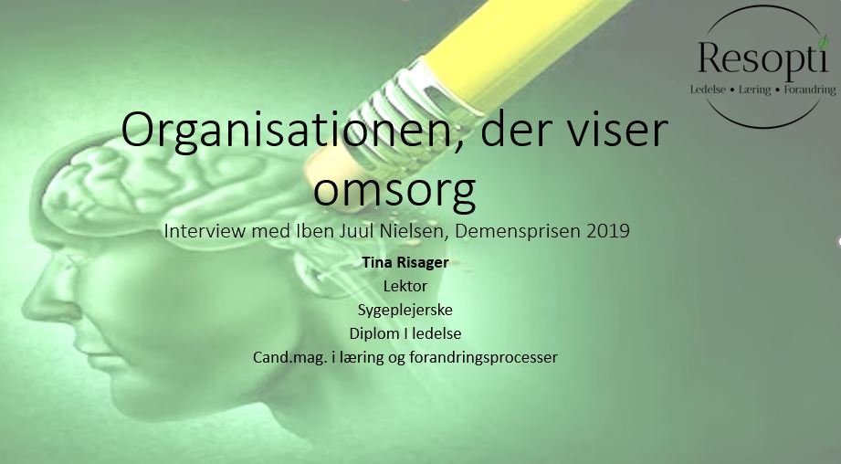 Organisation, der viser omsorg - Resopti